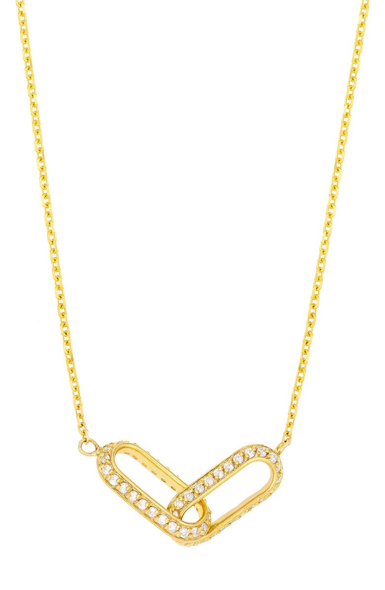 HAWLEY ST 14K Gold Pavé Diamond Paper Clip Pendant Necklace | Nordstromrack