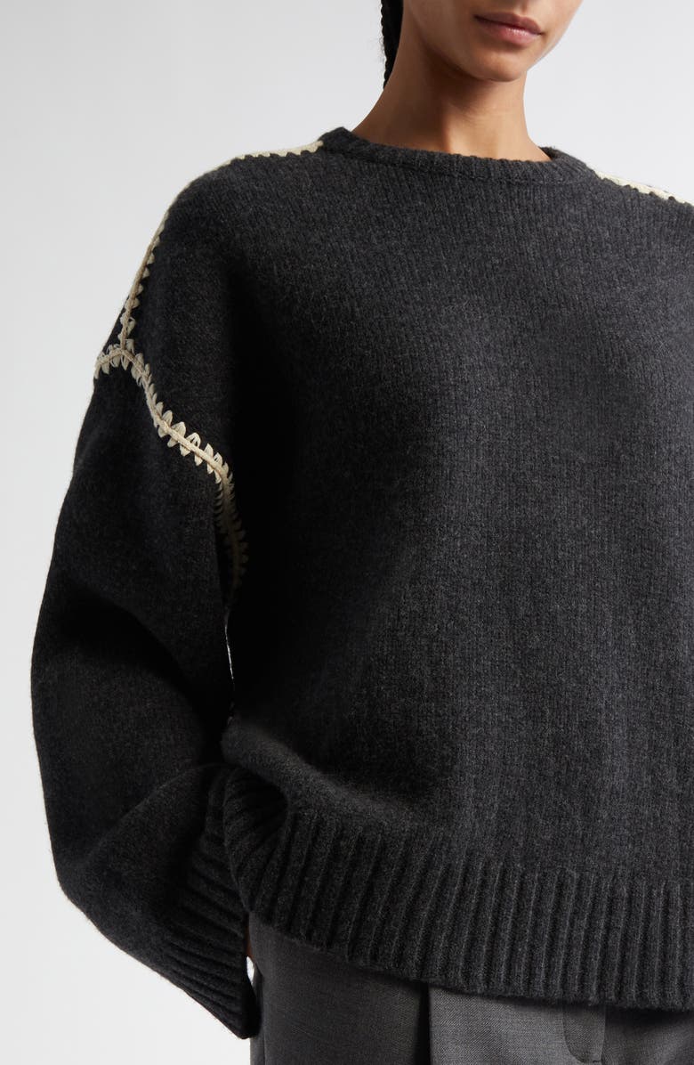 TOTEME Shell Stitch Trim Wool, Cashmere & Cotton Sweater | Nordstrom