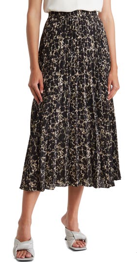 MAX STUDIO Graduated Pleat Knee-Length Midi Skirt | Nordstromrack