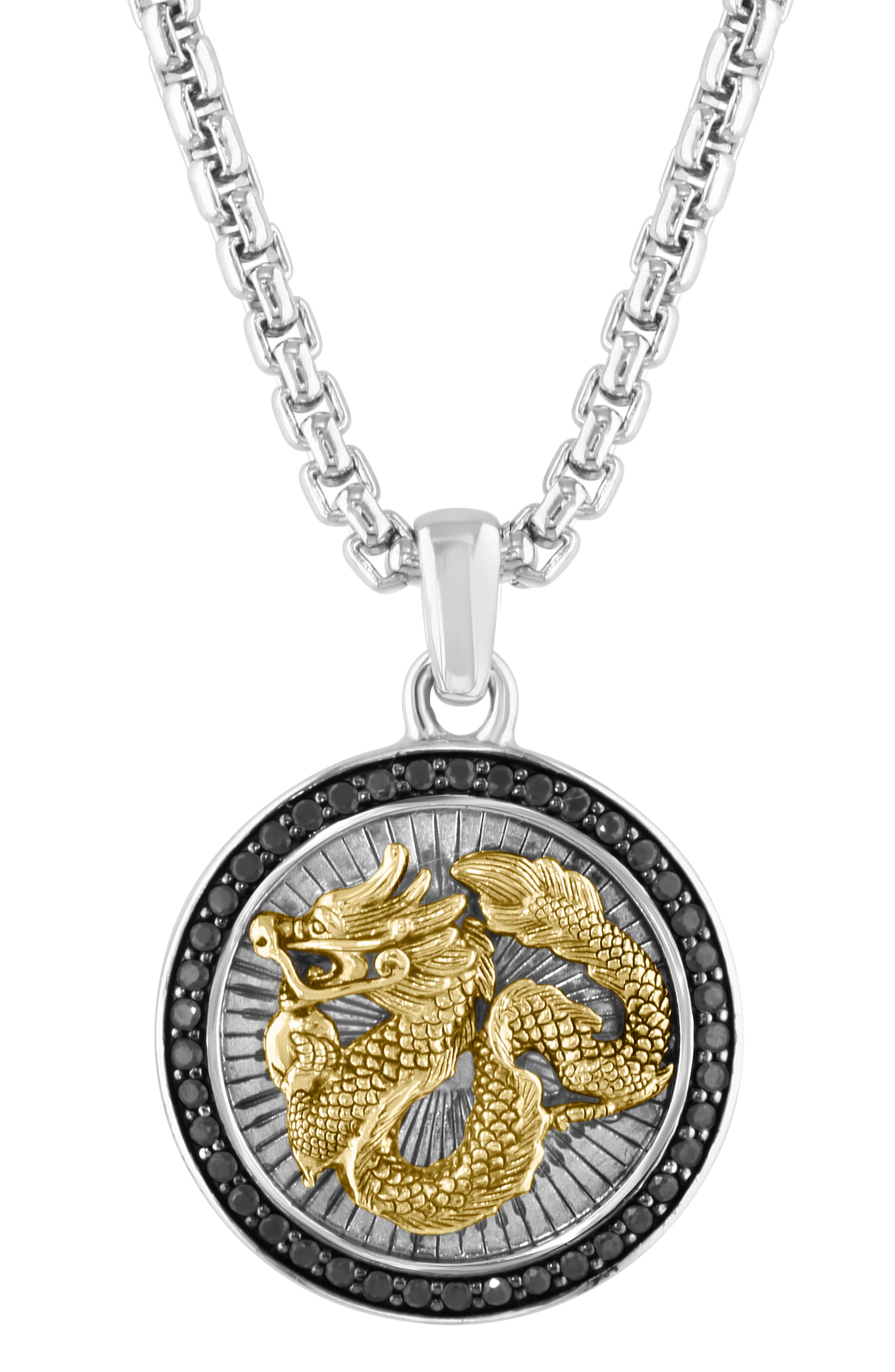 EFFY Men's Two-Tone Dragon Disc Pendant Necklace | Nordstromrack