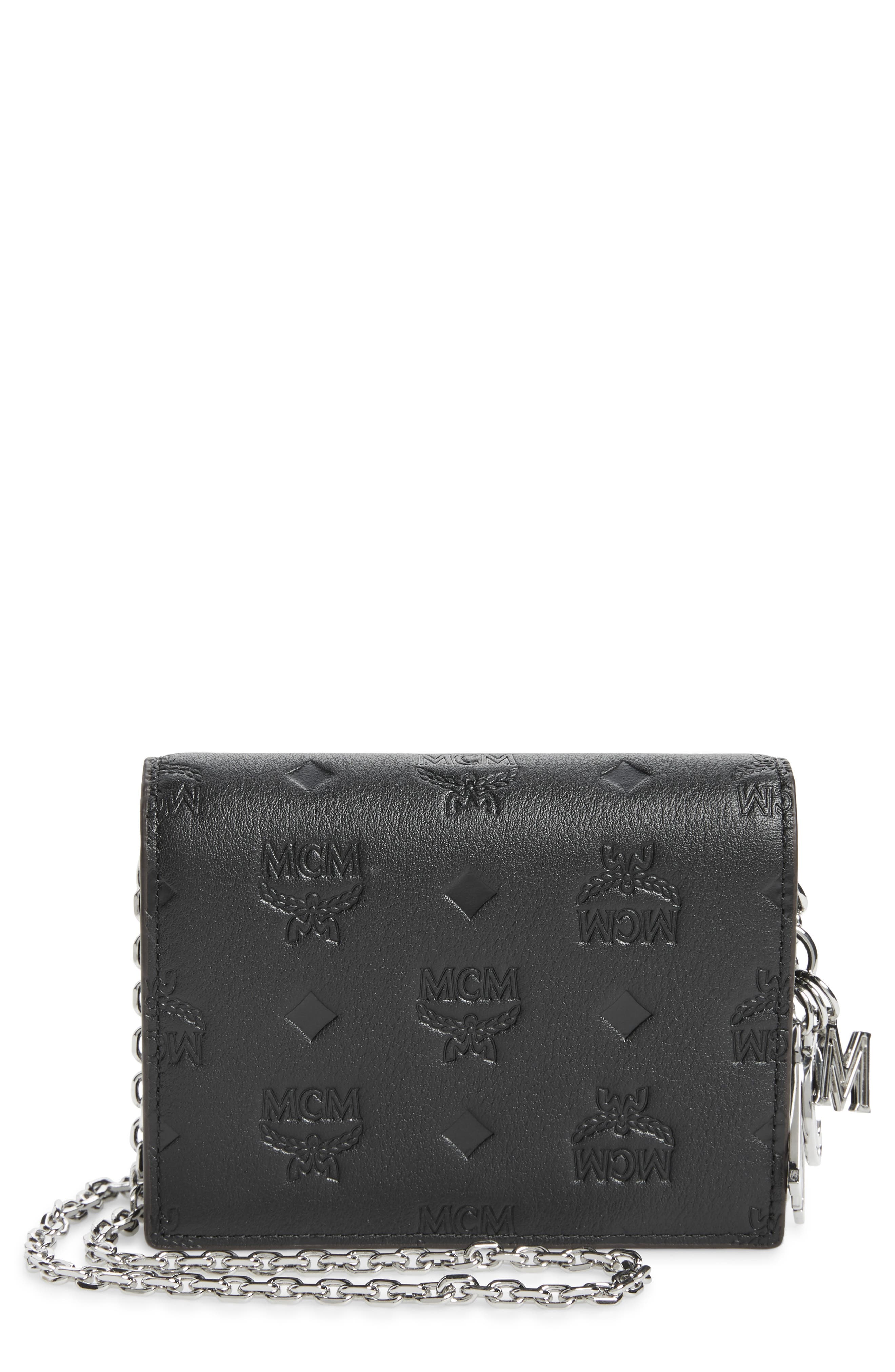 MCM Klara Monogram Leather Wallet on a Chain | Nordstrom