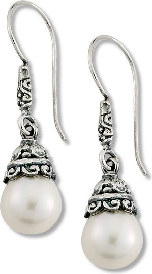 SAMUEL B. Sterling Silver 9mm Pearl Drop Earrings | Nordstromrack