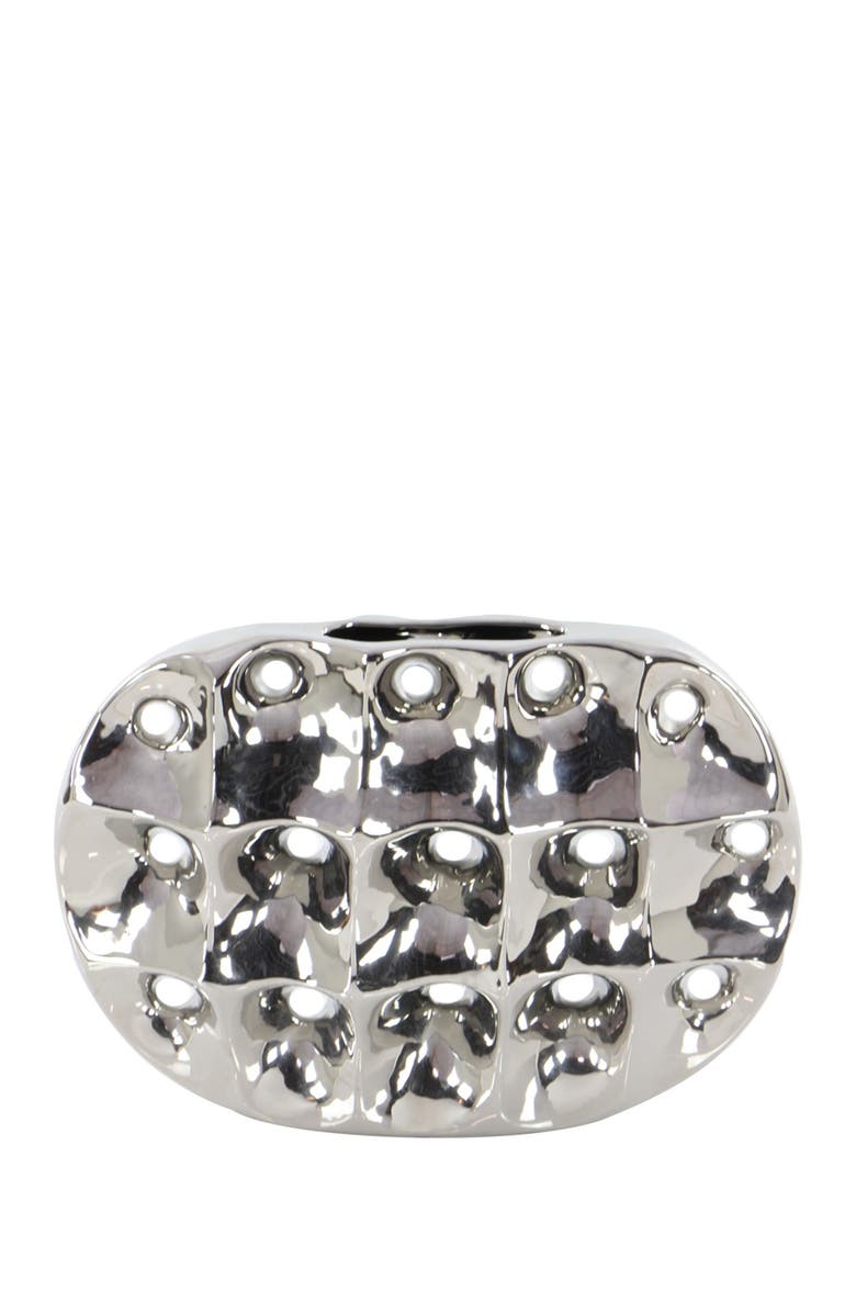 VIVIAN LUNE HOME Silver Ceramic Vase with Cut Out Designs | Nordstromrack