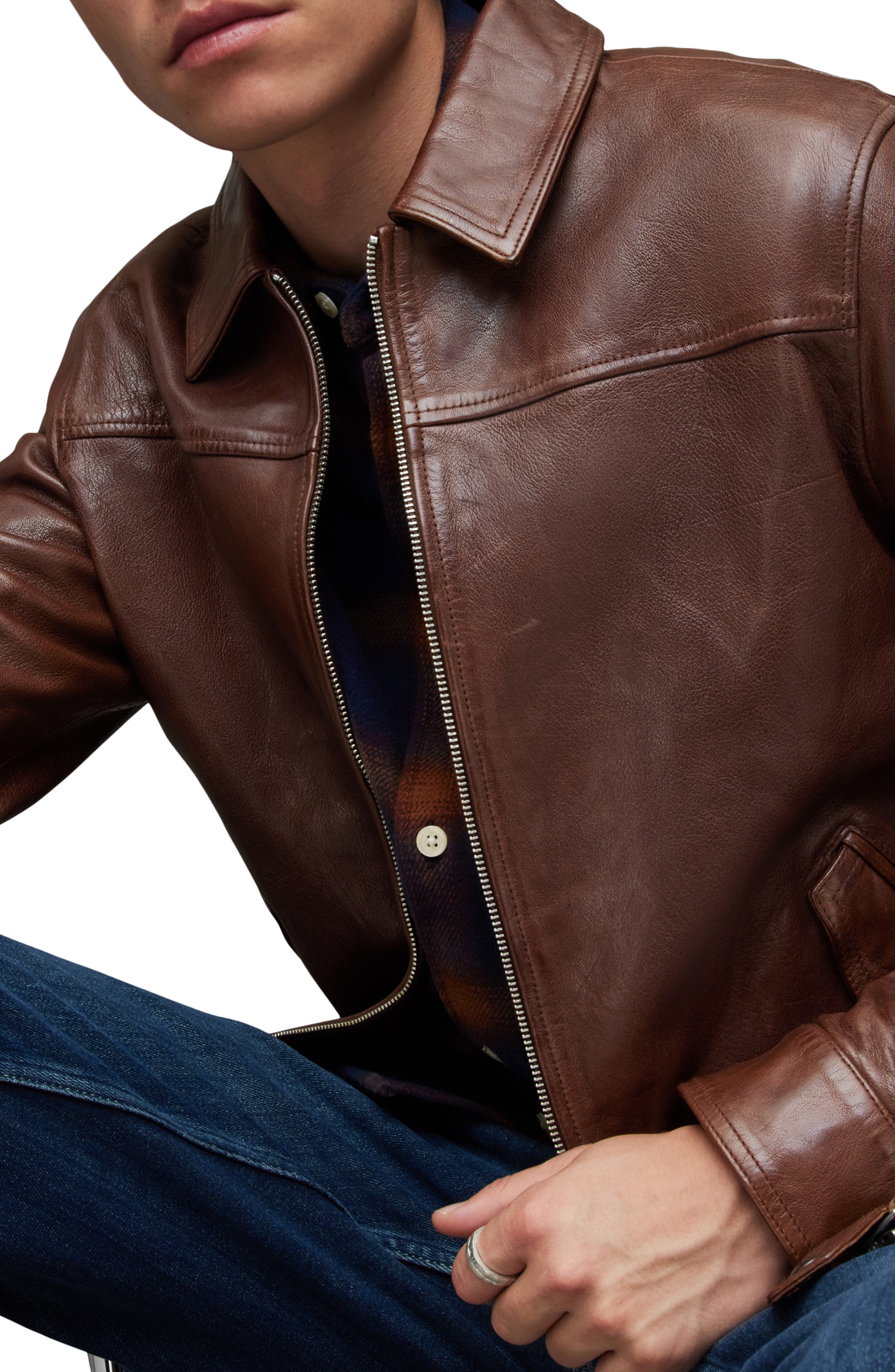 AllSaints Brim Leather Jacket | Nordstromrack