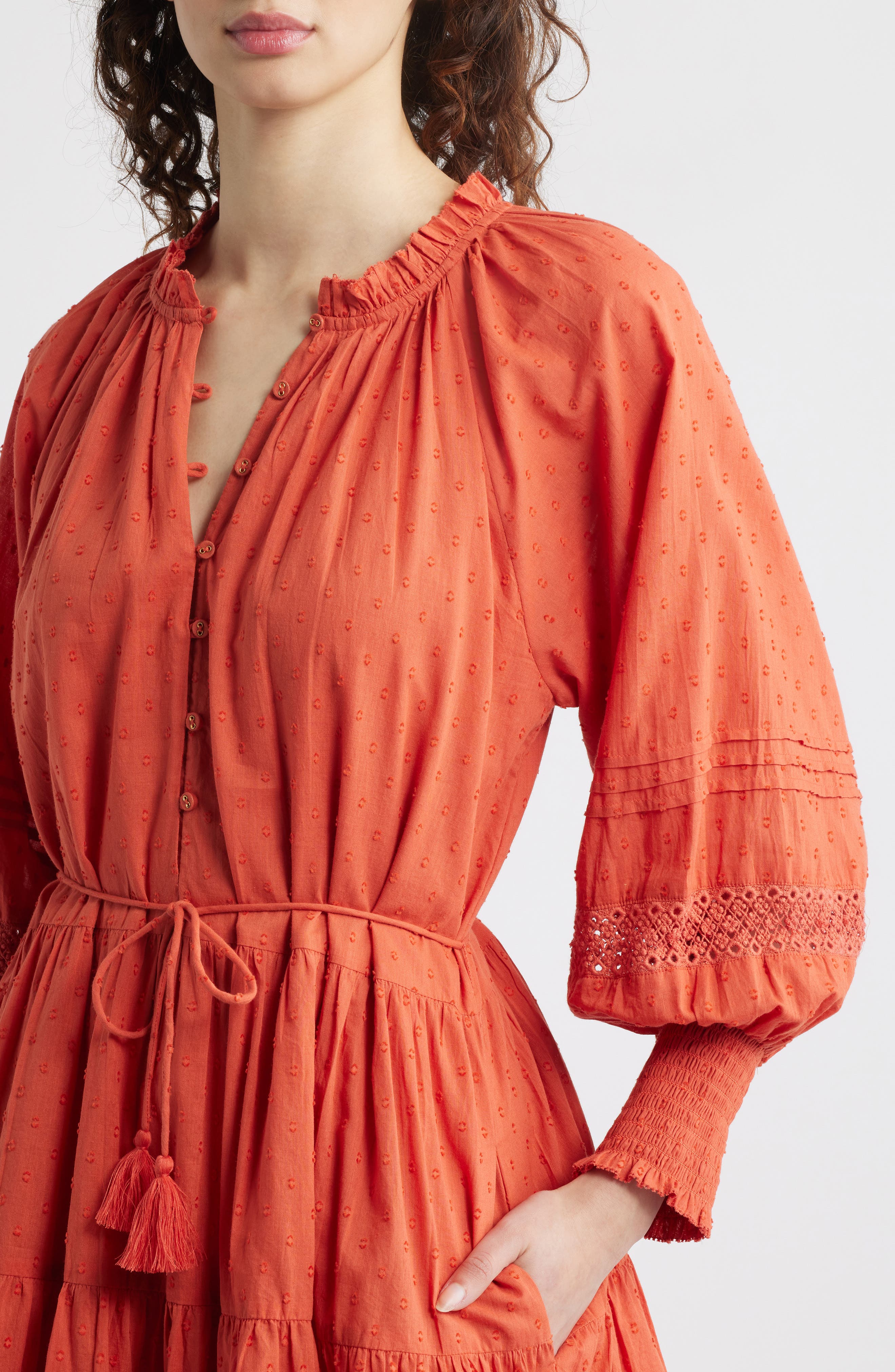 Cleobella Meadow Long Sleeve Organic Cotton Dobby Dress | Nordstromrack