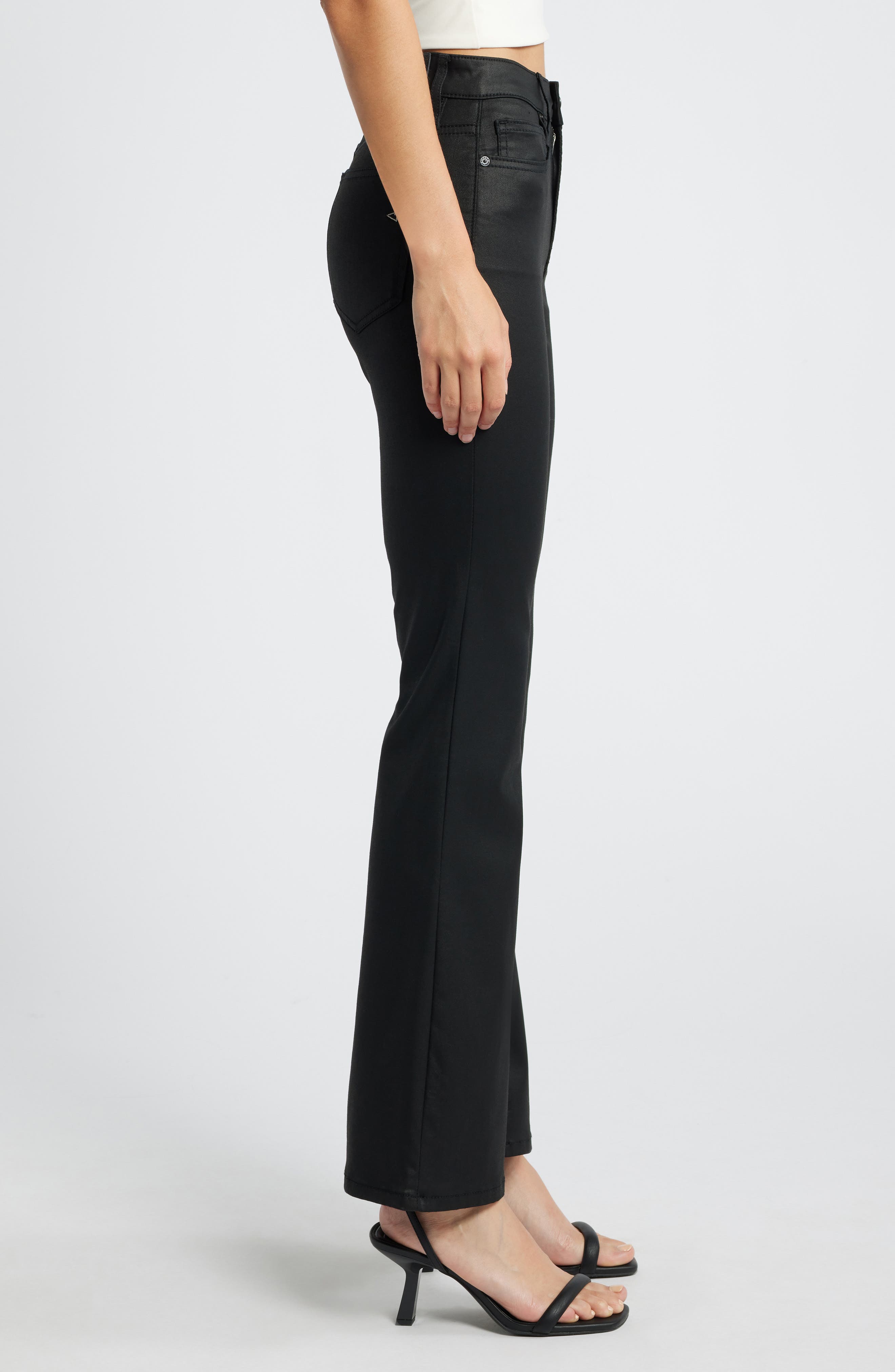 HIDDEN JEANS Coated High Waist Flare Jeans | Nordstrom