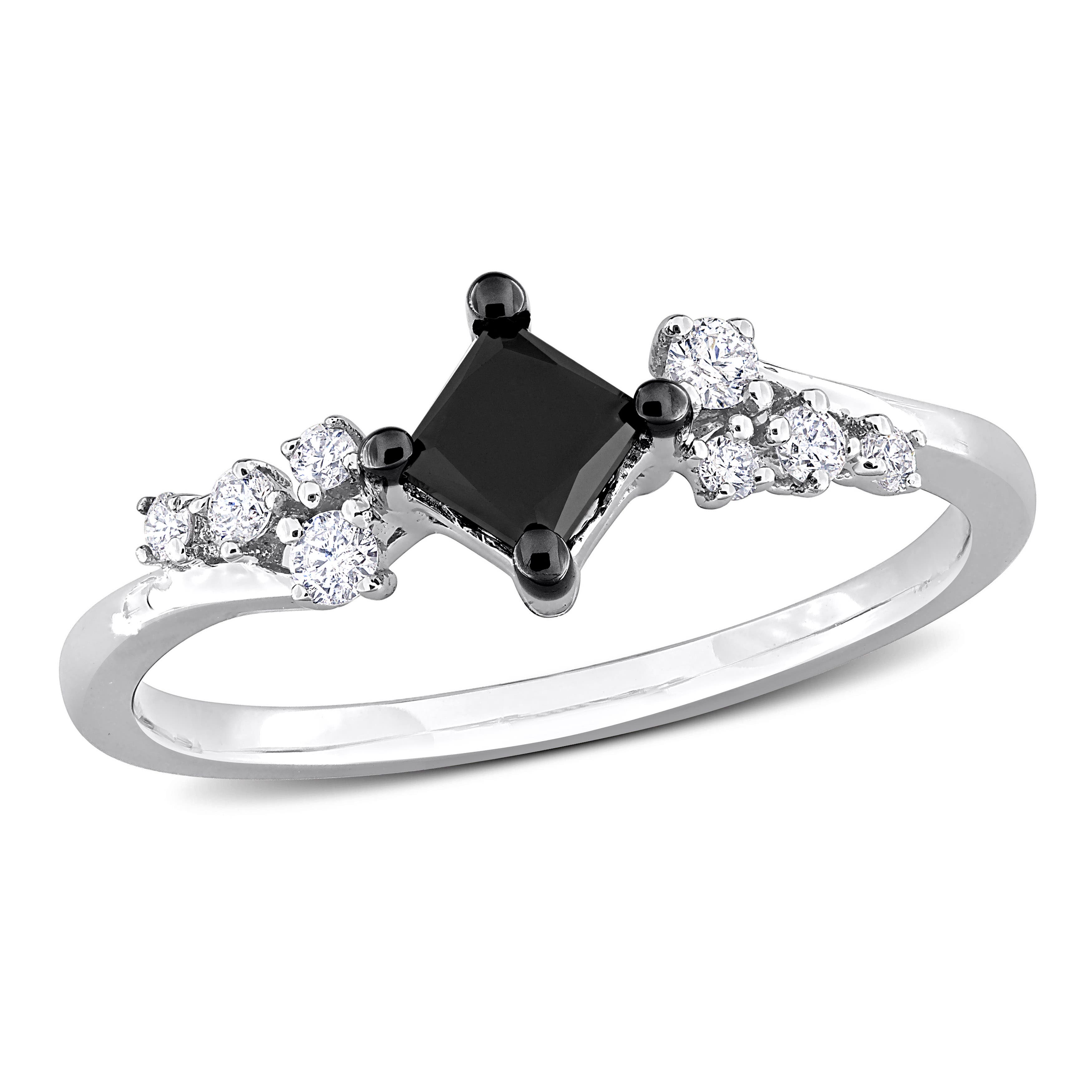 Julianna B. Black & White Diamond Princess-Cut Cluster Ring 14k | Nordstrom
