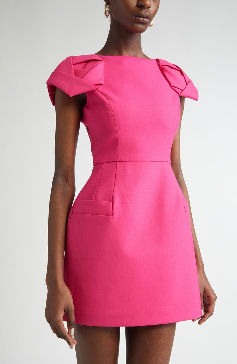 Oscar de la Renta Tulip Sleeve Double Face Stretch Wool Cocktail Dress ...