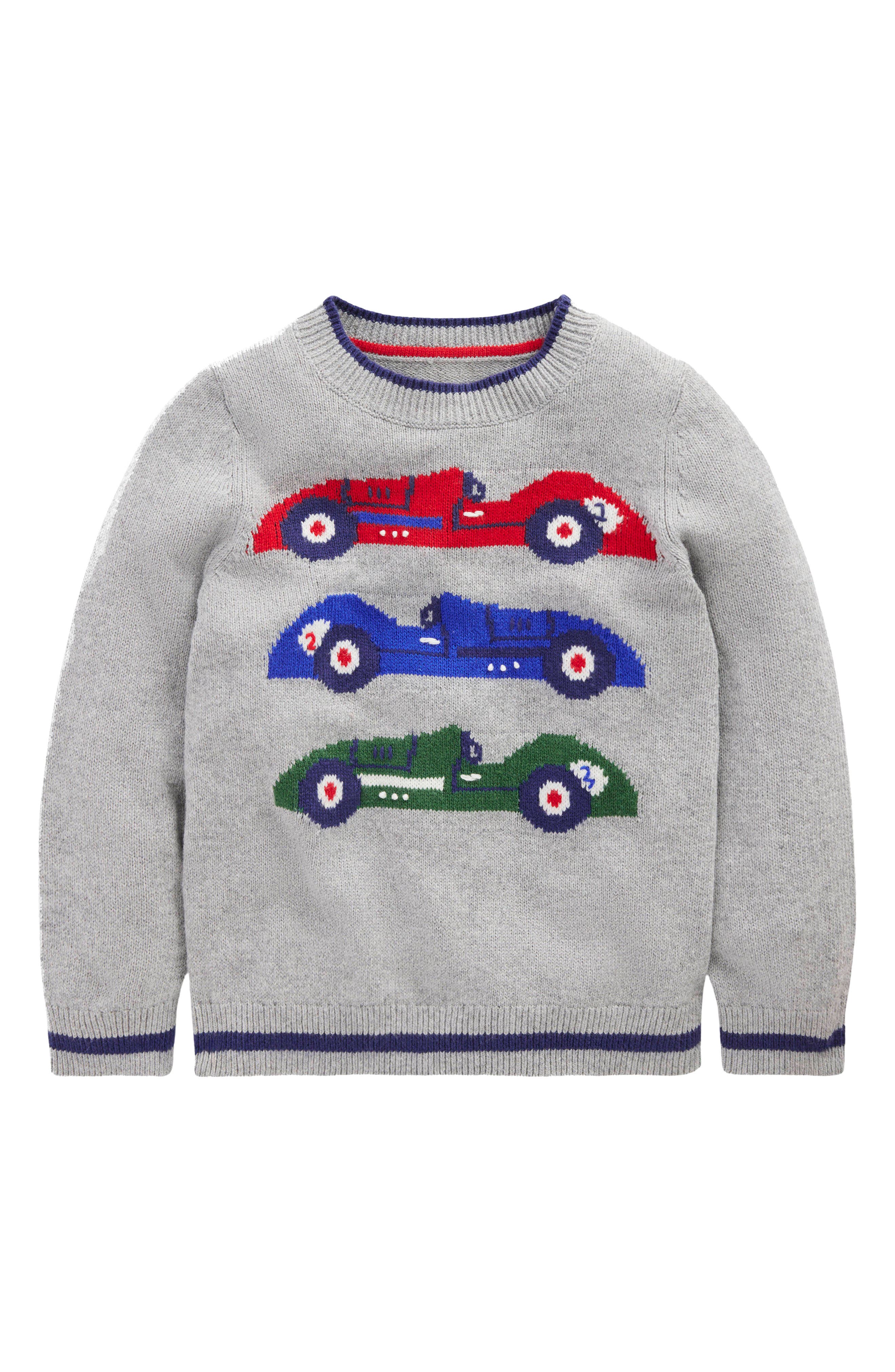 Mini Boden Kids' Race Car Crewneck Sweater | Nordstrom