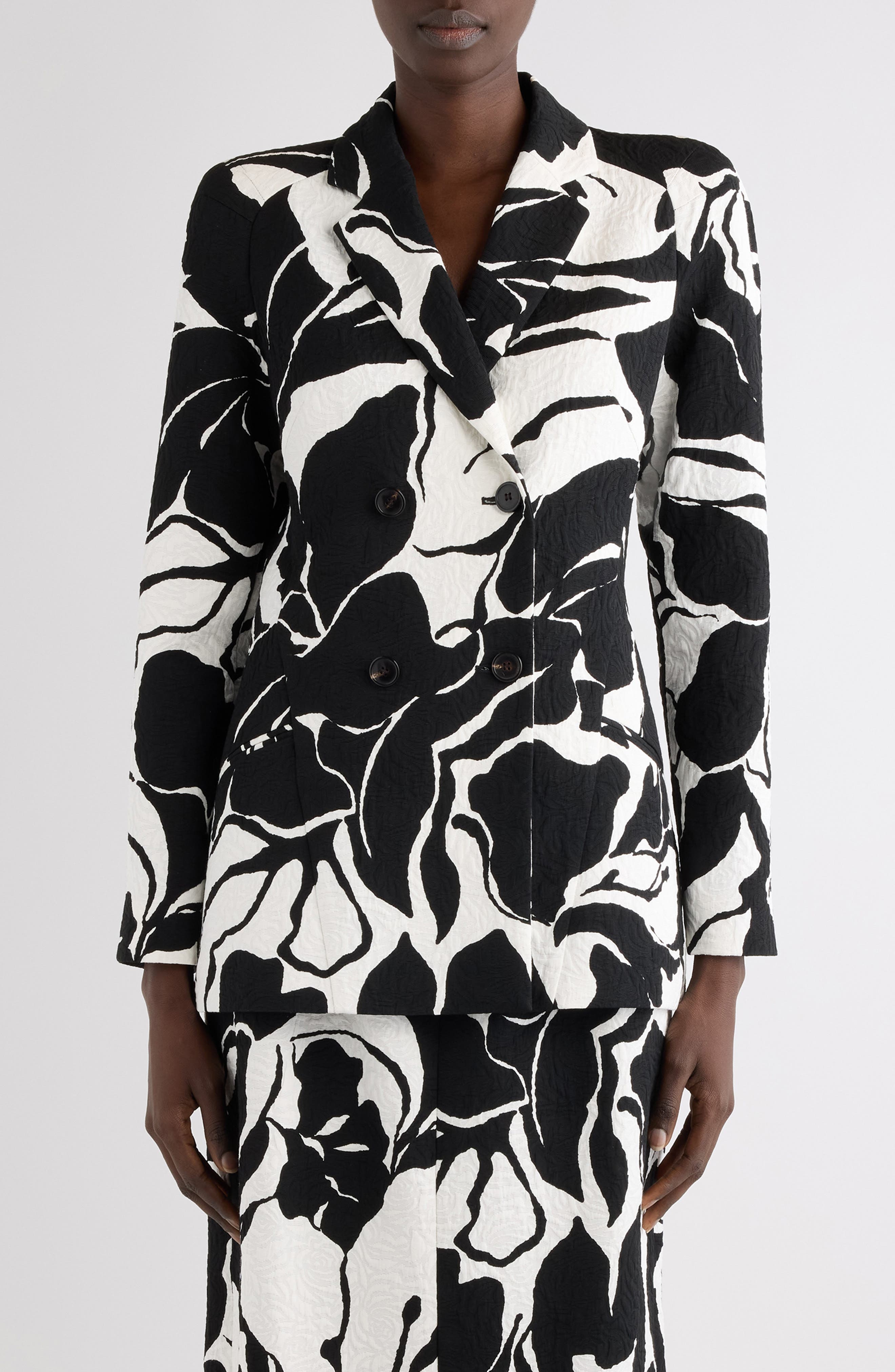 Dries Van Noten Floral Screenprint Jacquard Longline Blazer | Nordstrom