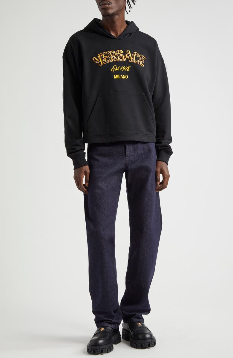 Versace Leopard Spot Logo Cotton Hoodie | Nordstromrack