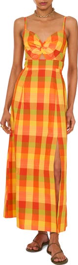 1.STATE Check Print Twist Front Dress | Nordstromrack