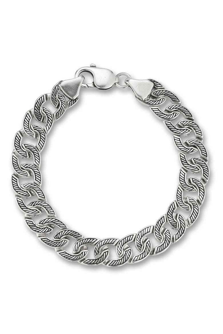 Men's Oxidized Sterling Silver Etched Curb Chain Bracelet (Men ...