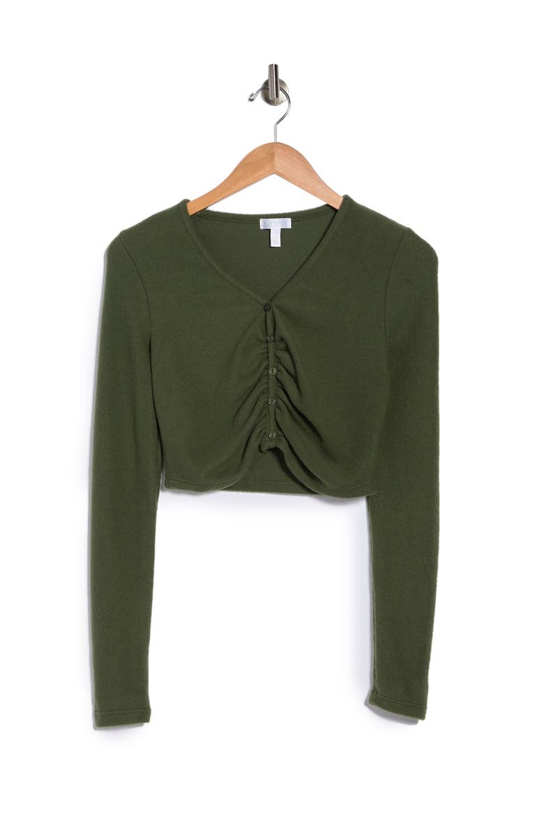 Abound Long Sleeve Ruche Front Crop Top | Nordstromrack