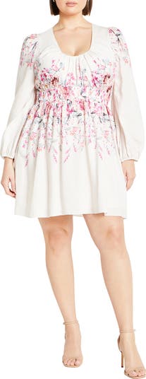 City Chic Keyla Floral Long Sleeve Minidress | Nordstrom