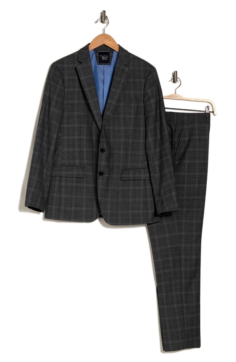 Original Penguin Trim Fit Grey Shadow Plaid Wool Blend Suit | Nordstromrack
