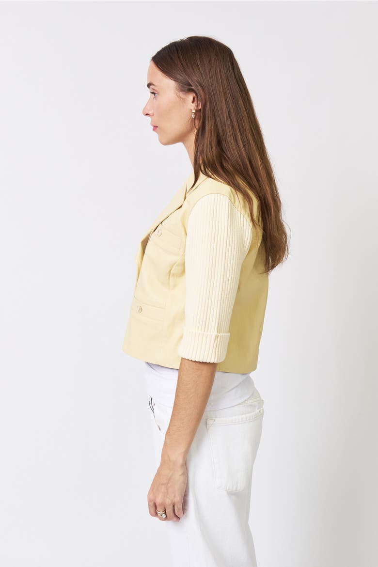 Ophelia Cropped Faux Leather X Sweater Jacket (Women) | Nordstrom