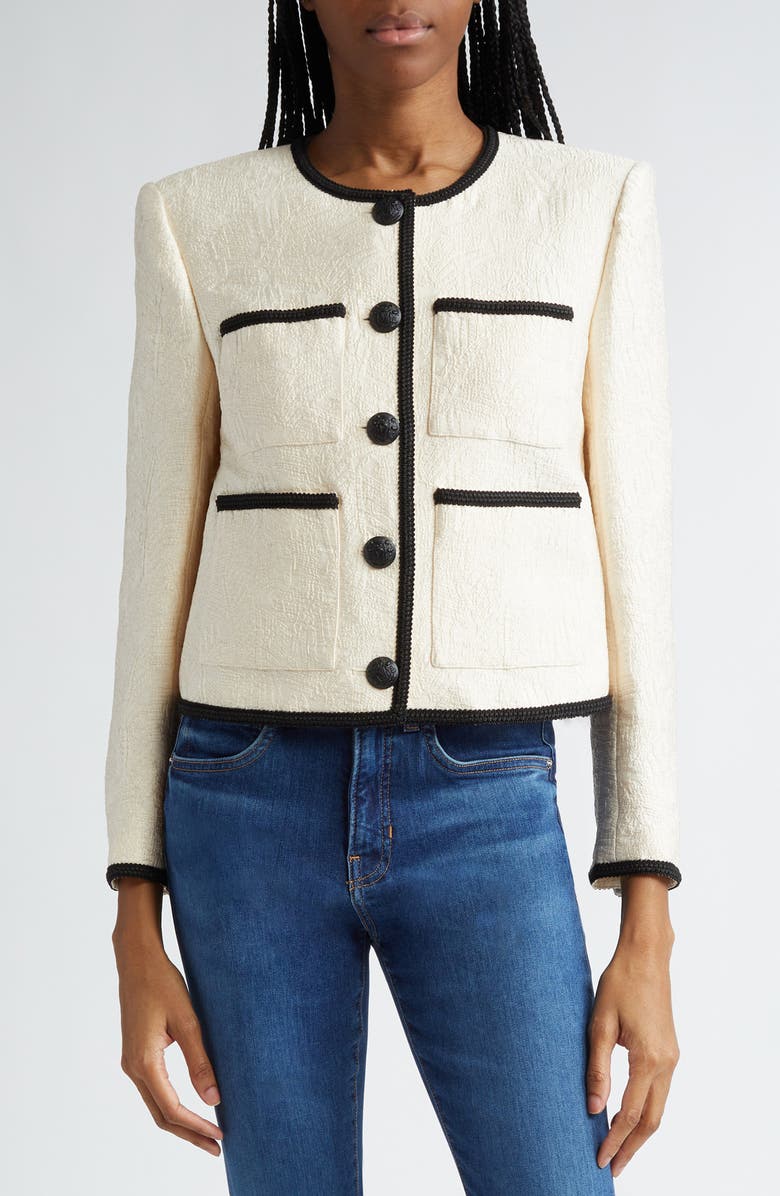 Veronica Beard Darla Embroidered Contrast Trim Jacket | Nordstromrack