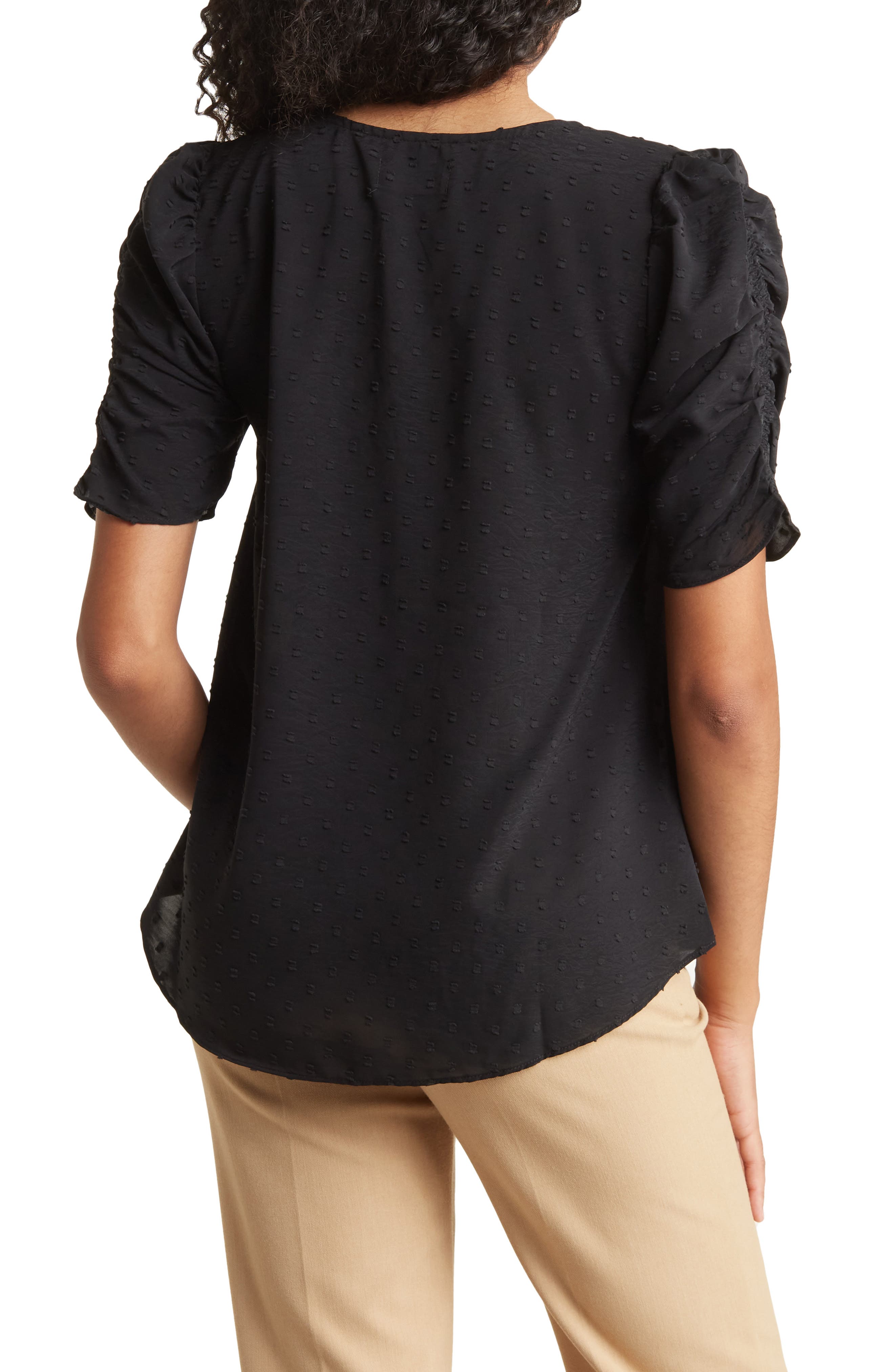 Everleigh Ruched Sleeve Swiss Dot Blouse | Nordstromrack