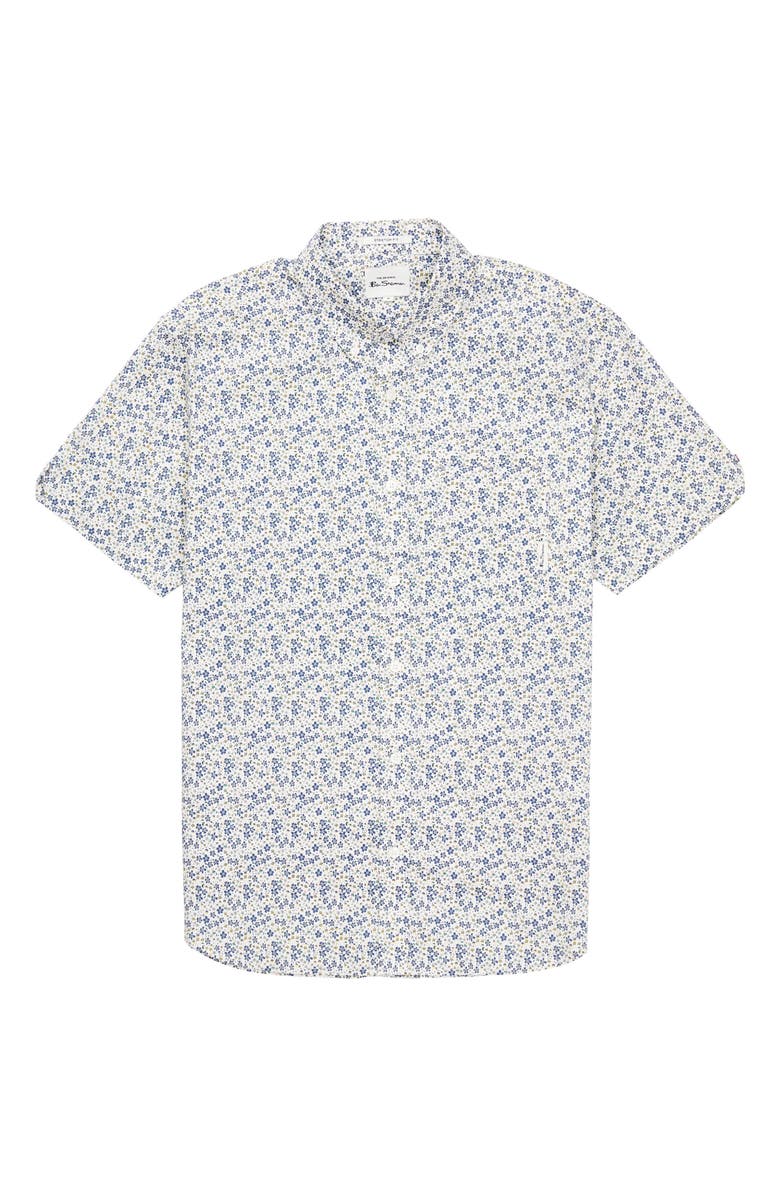 Ben Sherman Slim Fit Digi Floral Print Short Sleeve Stretch Button-Down ...