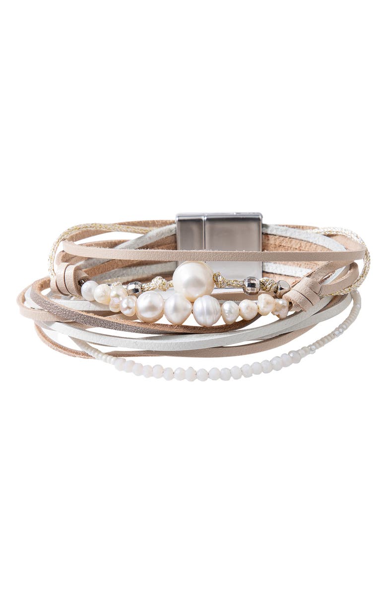 SAACHI Grace Pearl Beaded Leather Bracelet | Nordstromrack