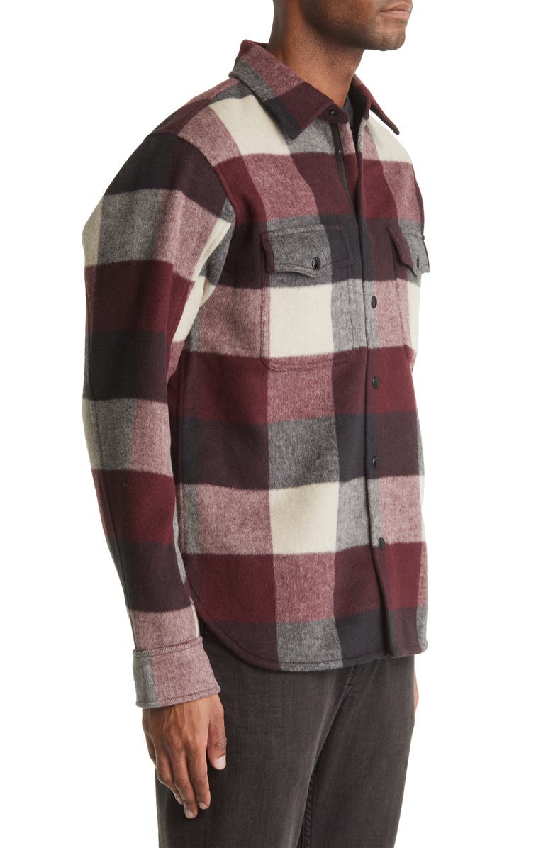 rag & bone Jack Buffalo Check Wool Blend Snap-Up Shirt | Nordstromrack