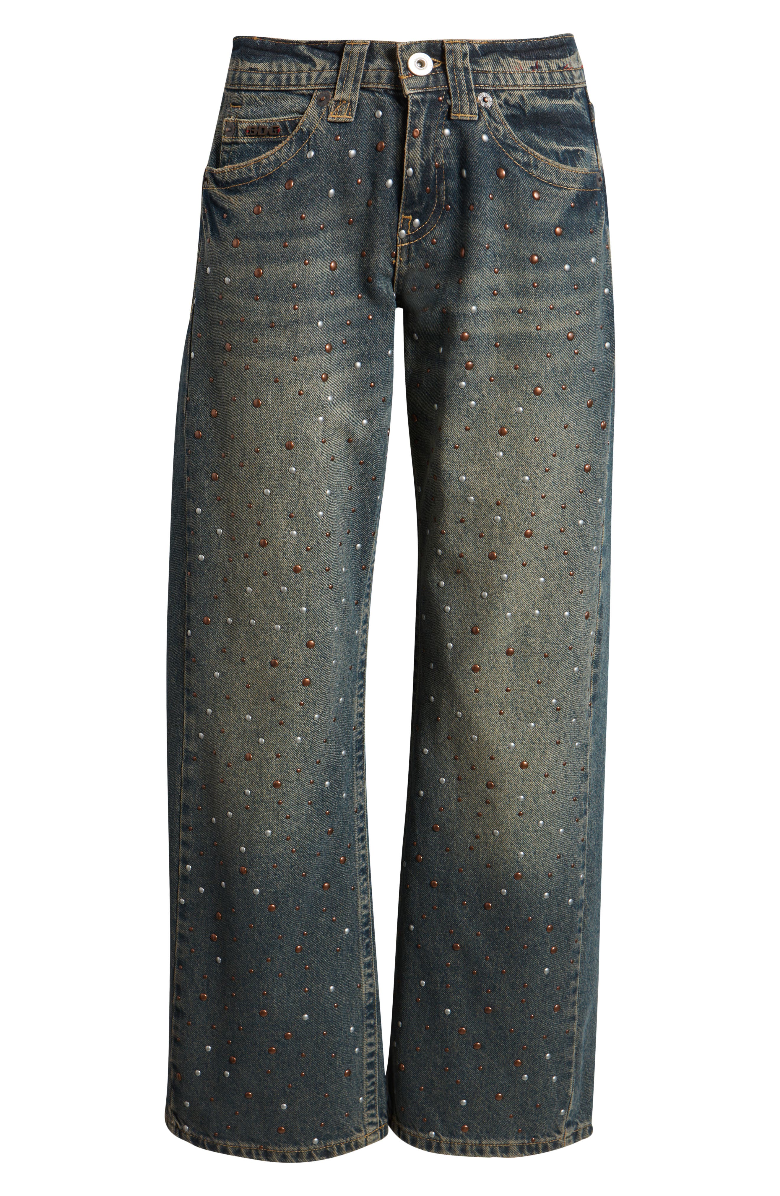 BDG Urban Outfitters Kayla Studded Low Rise Wide Leg Jeans | Nordstrom