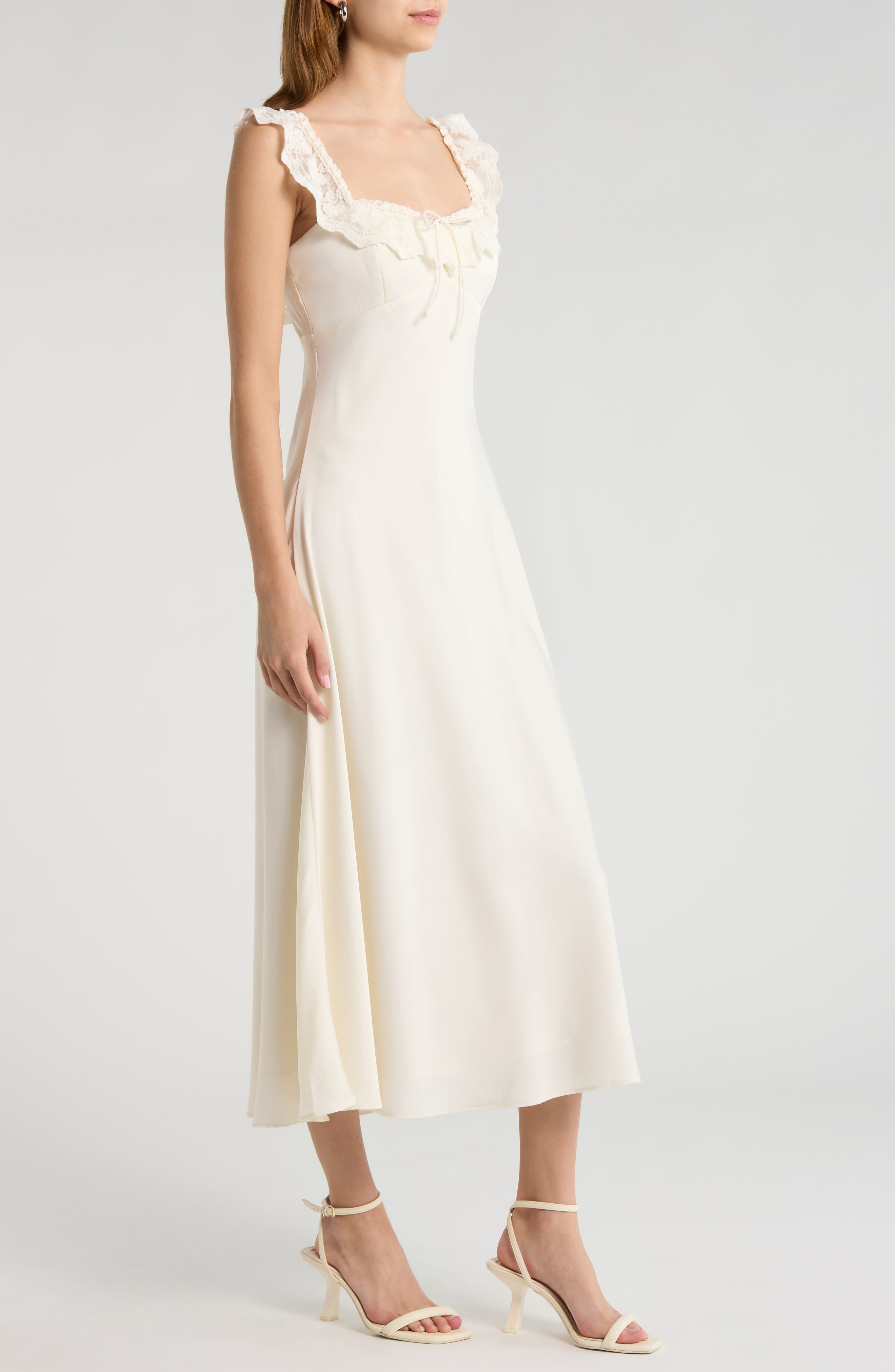 ASTR the Label Makiya Lace Trim Satin Dress | Nordstrom