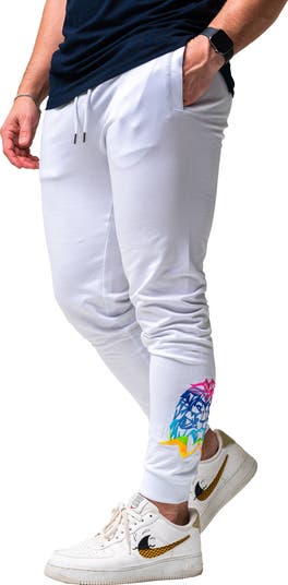 Maceoo Neon Rainbow Lion Embroidered Stretch Cotton Joggers | Nordstromrack