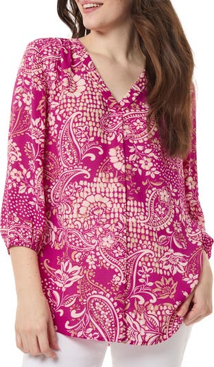Jones New York Paisley Print Pleat Front Tunic Top | Nordstrom