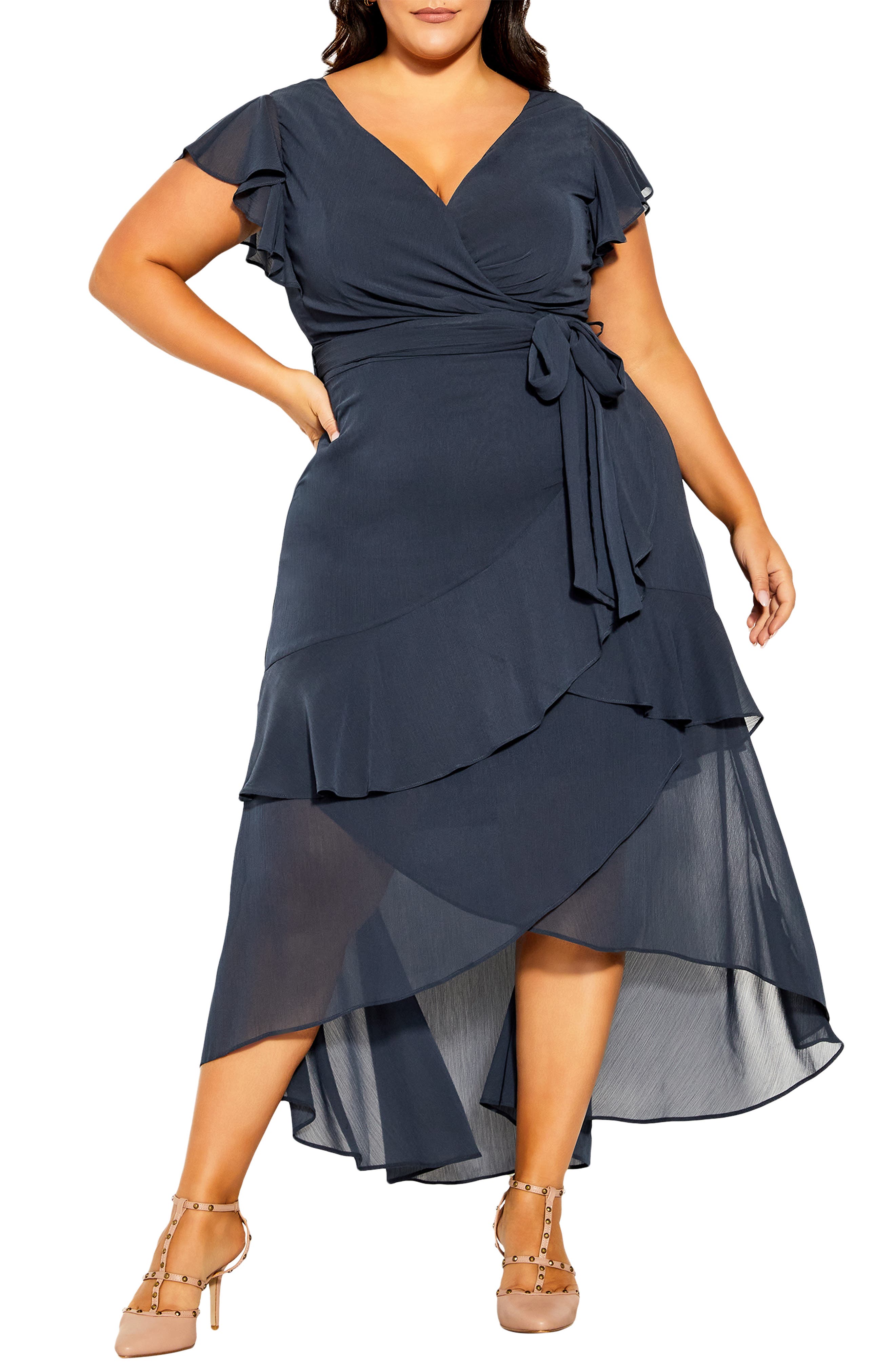 City Chic Flirty Tiered High-Low Dress | Nordstromrack
