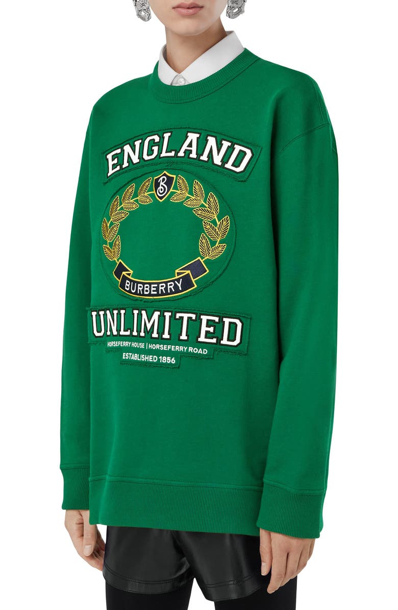 Burberry Harper Oversize Embroidered Logo Crest Sweatshirt | Nordstromrack