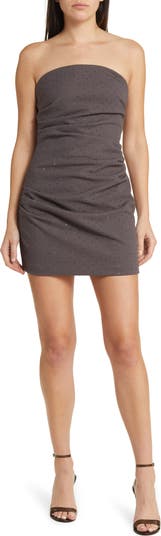 MISHA COLLECTION Carter Rhinestone Strapless Cocktail Minidress ...