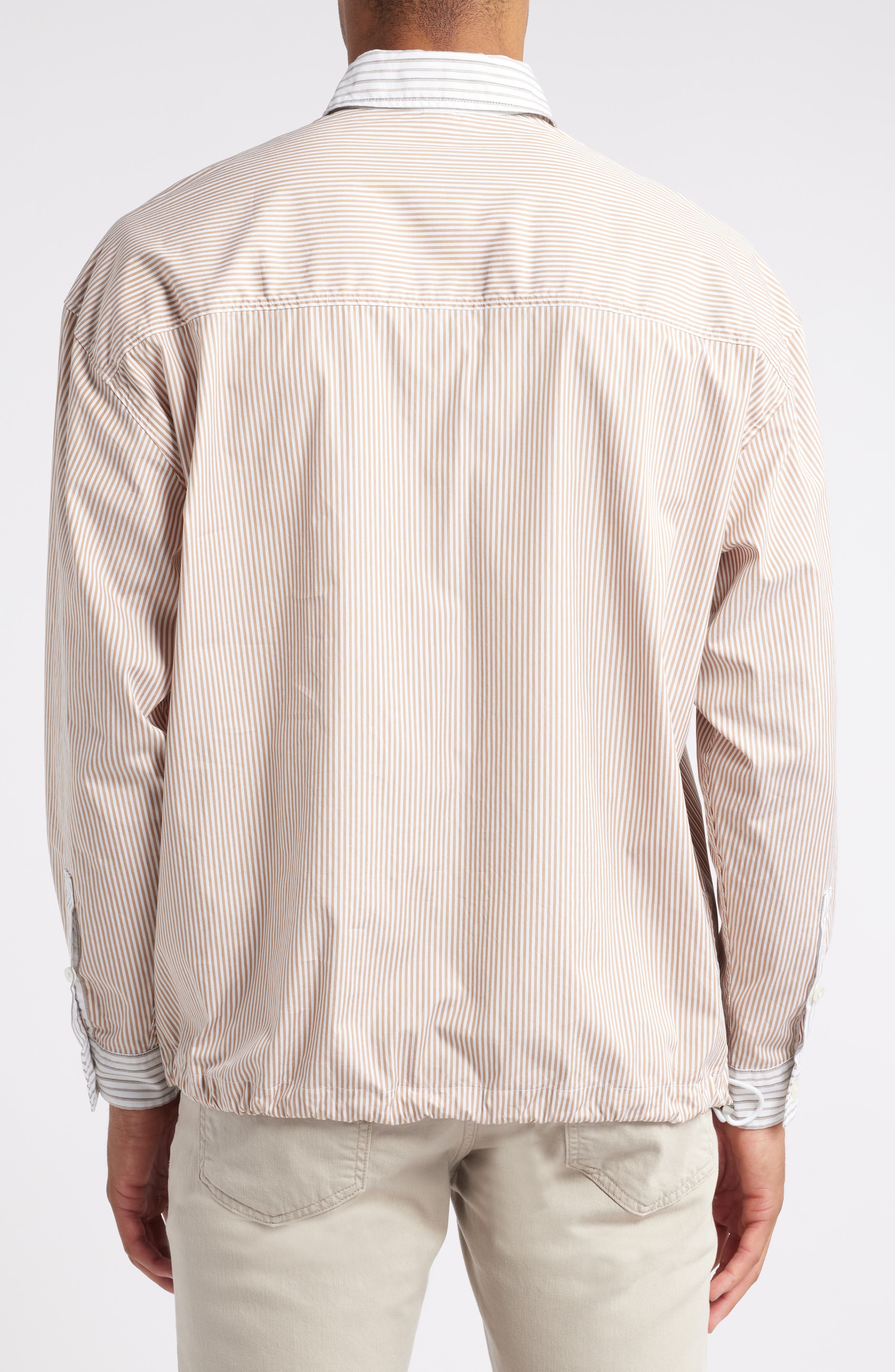 BOSS Owen Stripe Cotton Button-Down Anorak (Men) | Nordstromrack