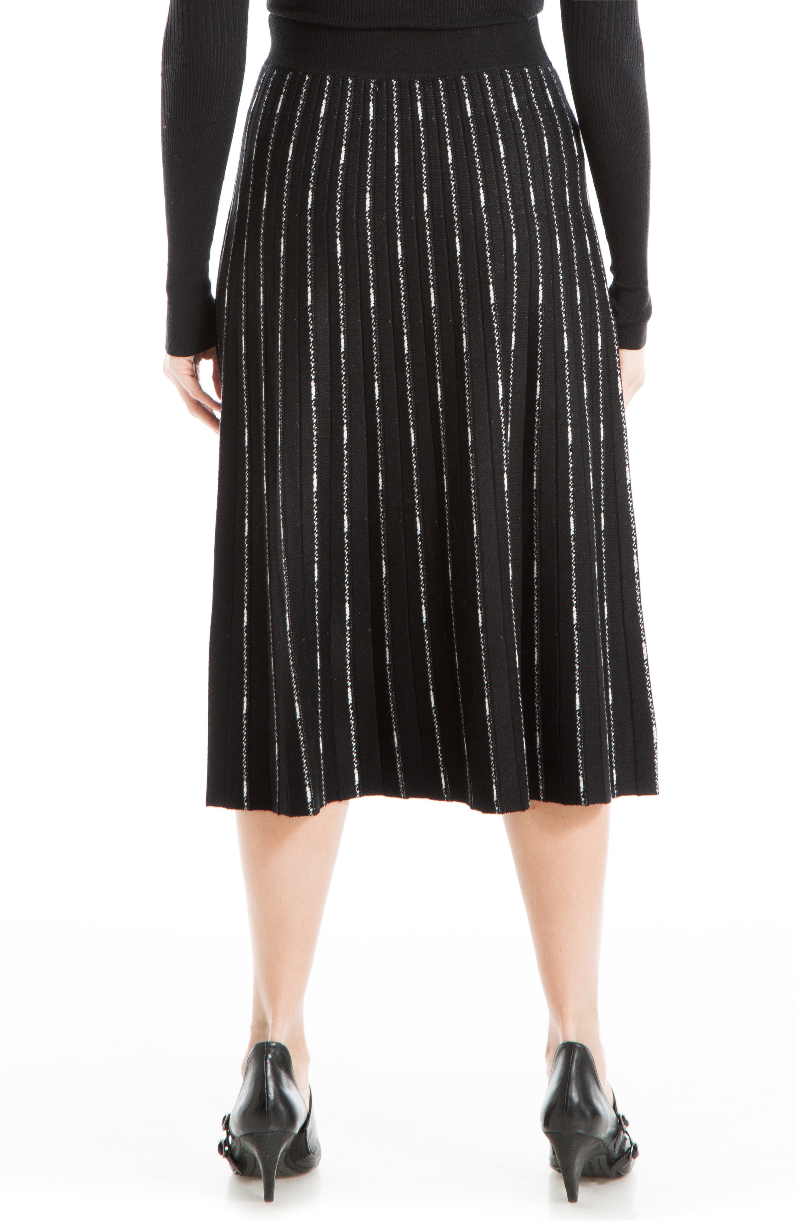 MAX STUDIO Stripe Pleated Midi Sweater Skirt | Nordstromrack