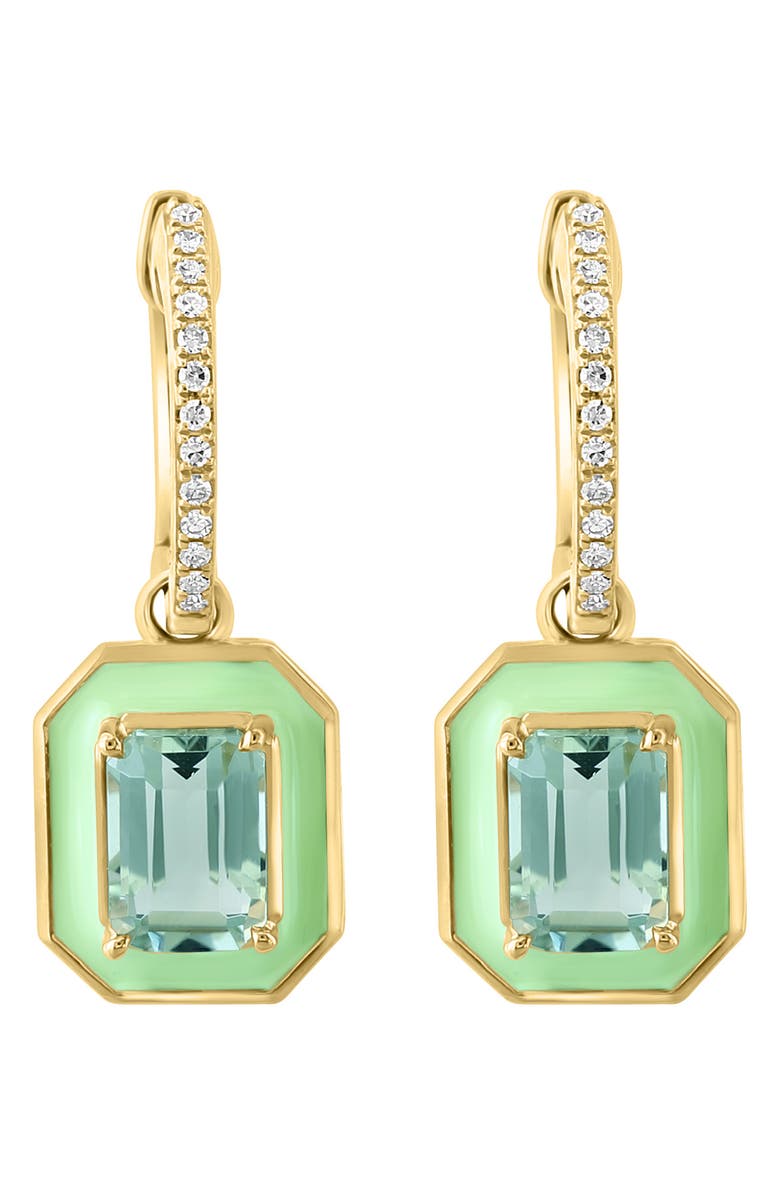 EFFY 14K Gold Prasiolite Drop Diamond Hoop Earrings | Nordstromrack