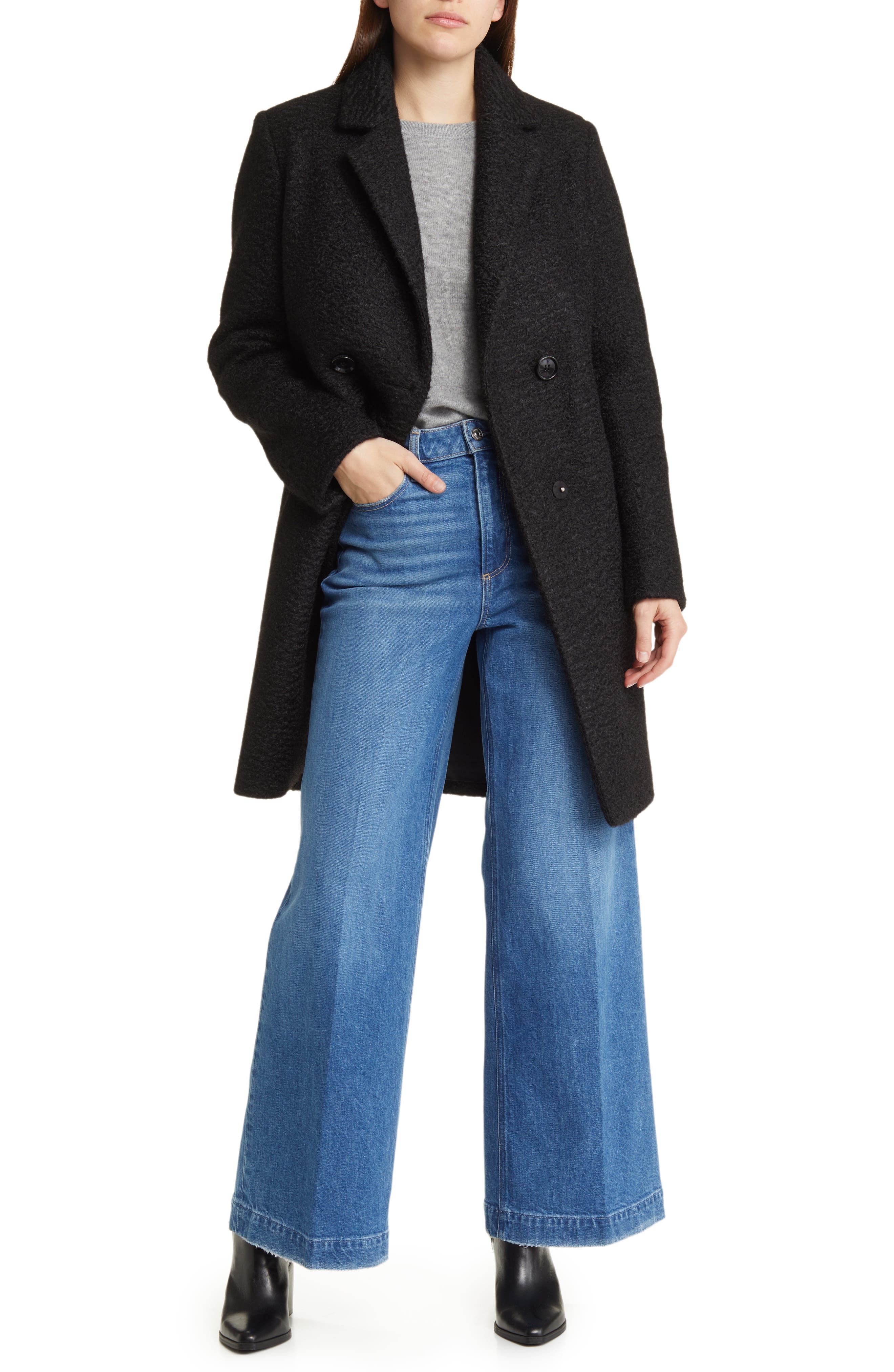 Sam Edelman Bouclé Tweed Double Breasted Coat | Nordstrom