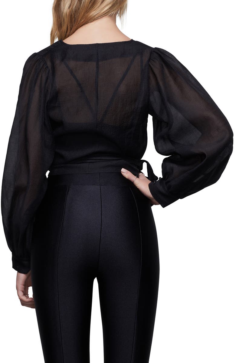 Good American Organza Surplice Neck Waist Tie Wrap Top | Nordstromrack