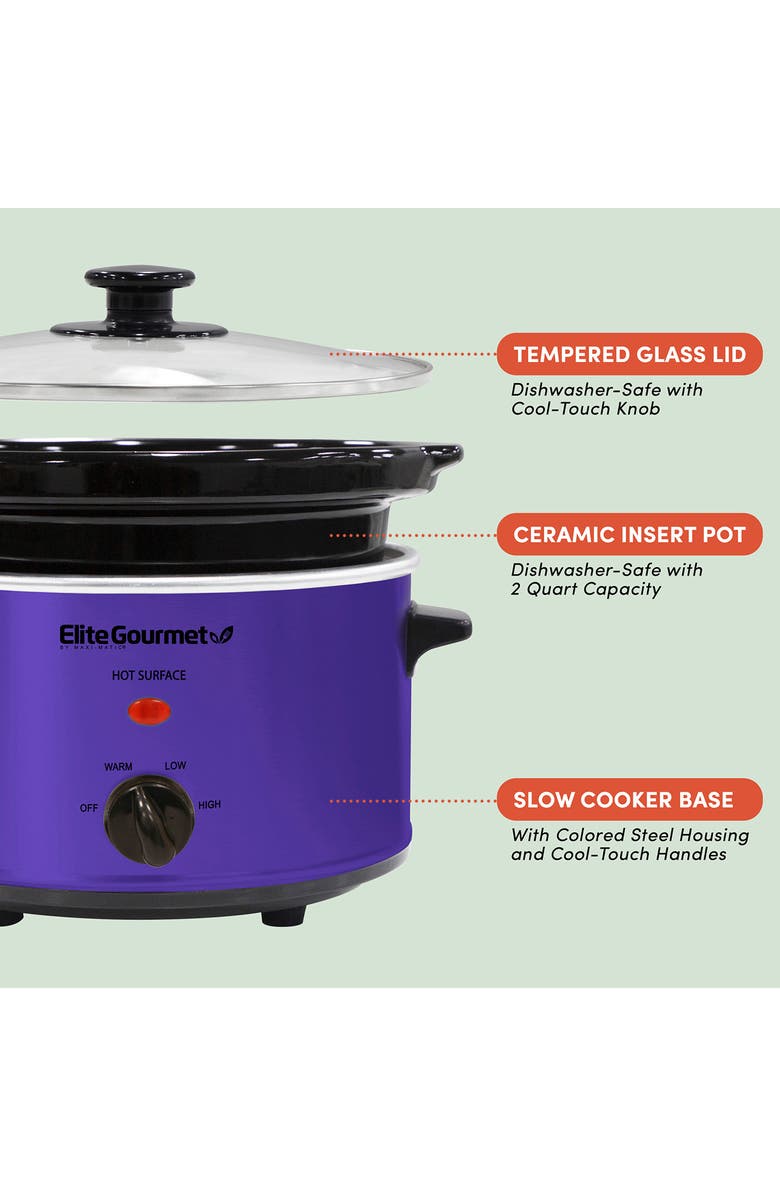 MAXI-MATIC Elite Gourmet MST-275XP Purple 2Qt Oval Slow Cooker ...