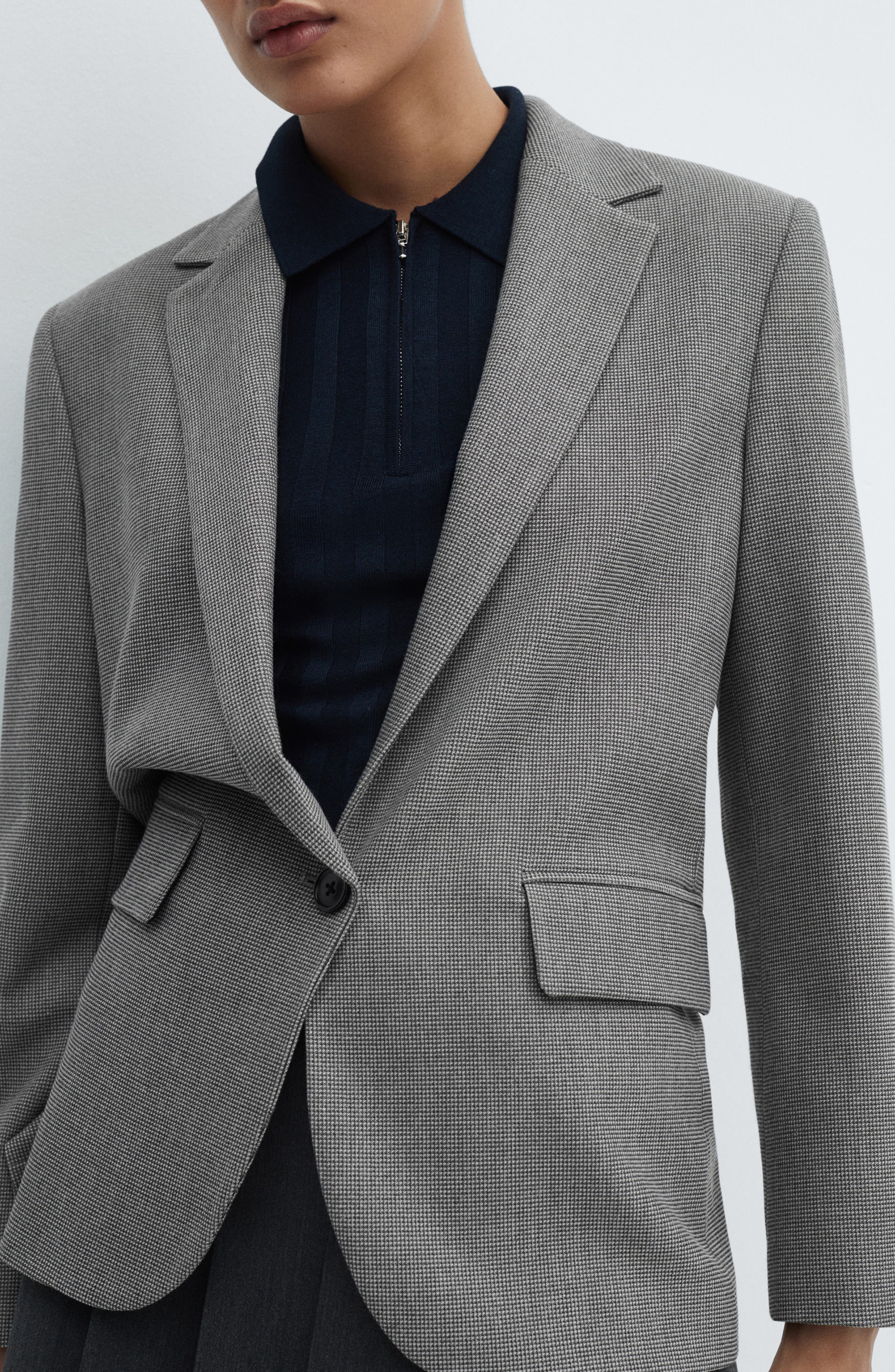 MANGO Houndstooth One-Button Blazer | Nordstrom