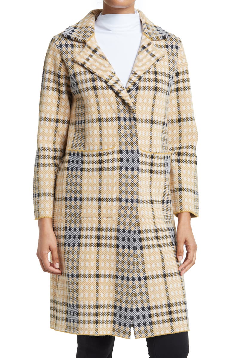 CLICHE Mustard Plaid Print Coatigan | Nordstromrack