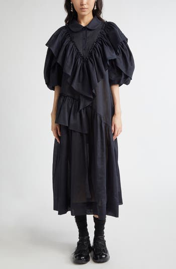 Simone Rocha Petal Sleeve Ruffle Voile Midi Dress | Nordstrom