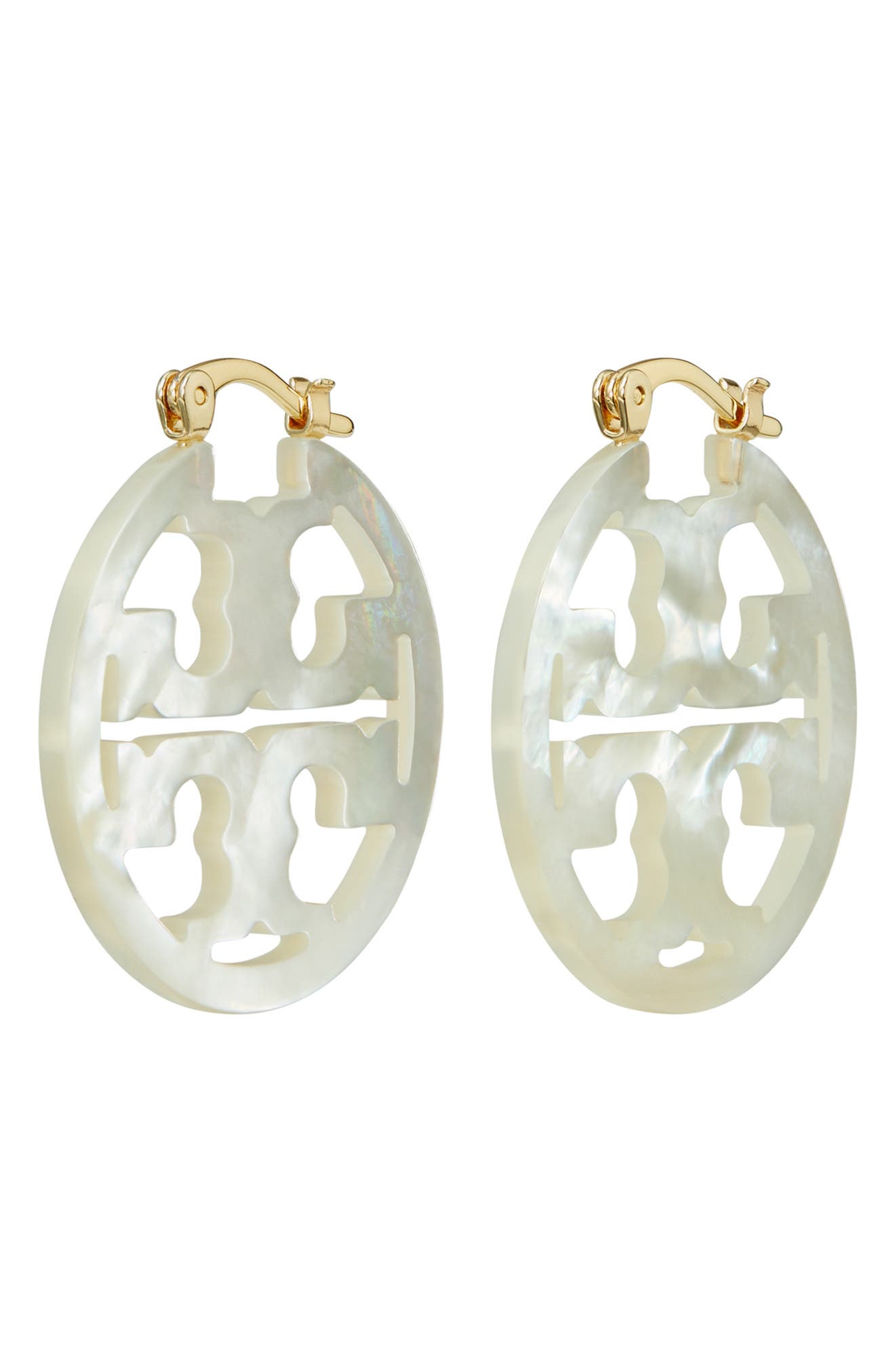 Tory Burch Small Miller Mother-of-Pearl Hoop Earrings | Nordstrom