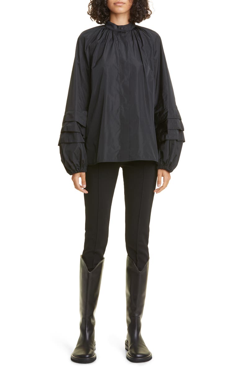 Max Mara Marco Ruffle Lantern Sleeve Satin Blouse | Nordstromrack