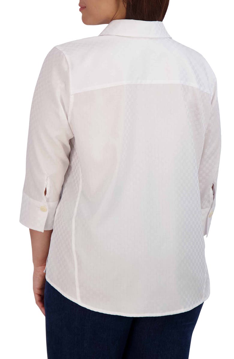 Foxcroft Paityn Check Jaquard Non-Iron Cotton Shirt | Nordstromrack