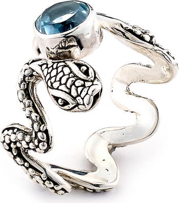 SAMUEL B. Sterling Silver Blue Topaz Snake Ring | Nordstromrack
