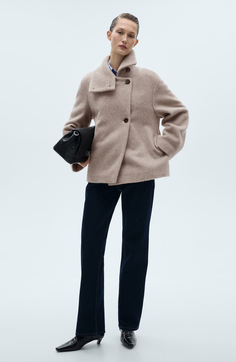 Mango High Neck Wool Blend Coat Nordstrom
