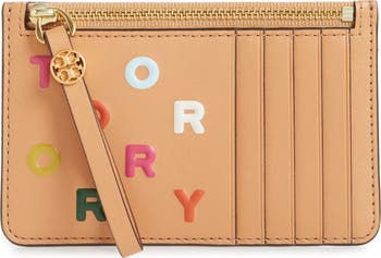 Tory Burch Letters Print Slim Faux Leather Card Case | Nordstrom