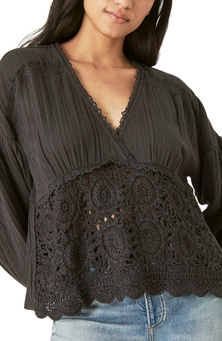 Lucky Brand Women's Long Sleeve Crochet Cotton Top | Nordstromrack