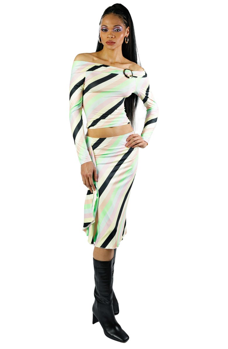 O'Dolly Dearest The Toni Stripe Off the Shoulder Crop Top | Nordstromrack